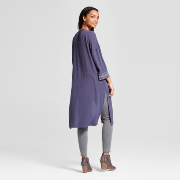 Knox Rose | Tops | Knox Rose Embroidered Duster Kimono Slate Blue New ...